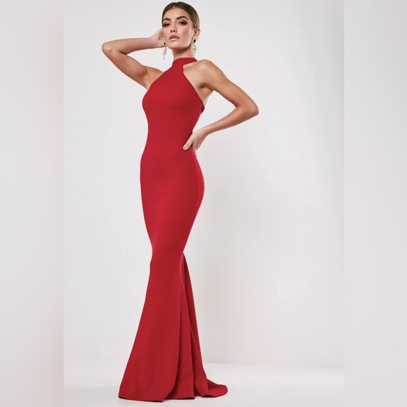 Missguided | Dresses | Missguided Red High Neck Gown | Poshmark